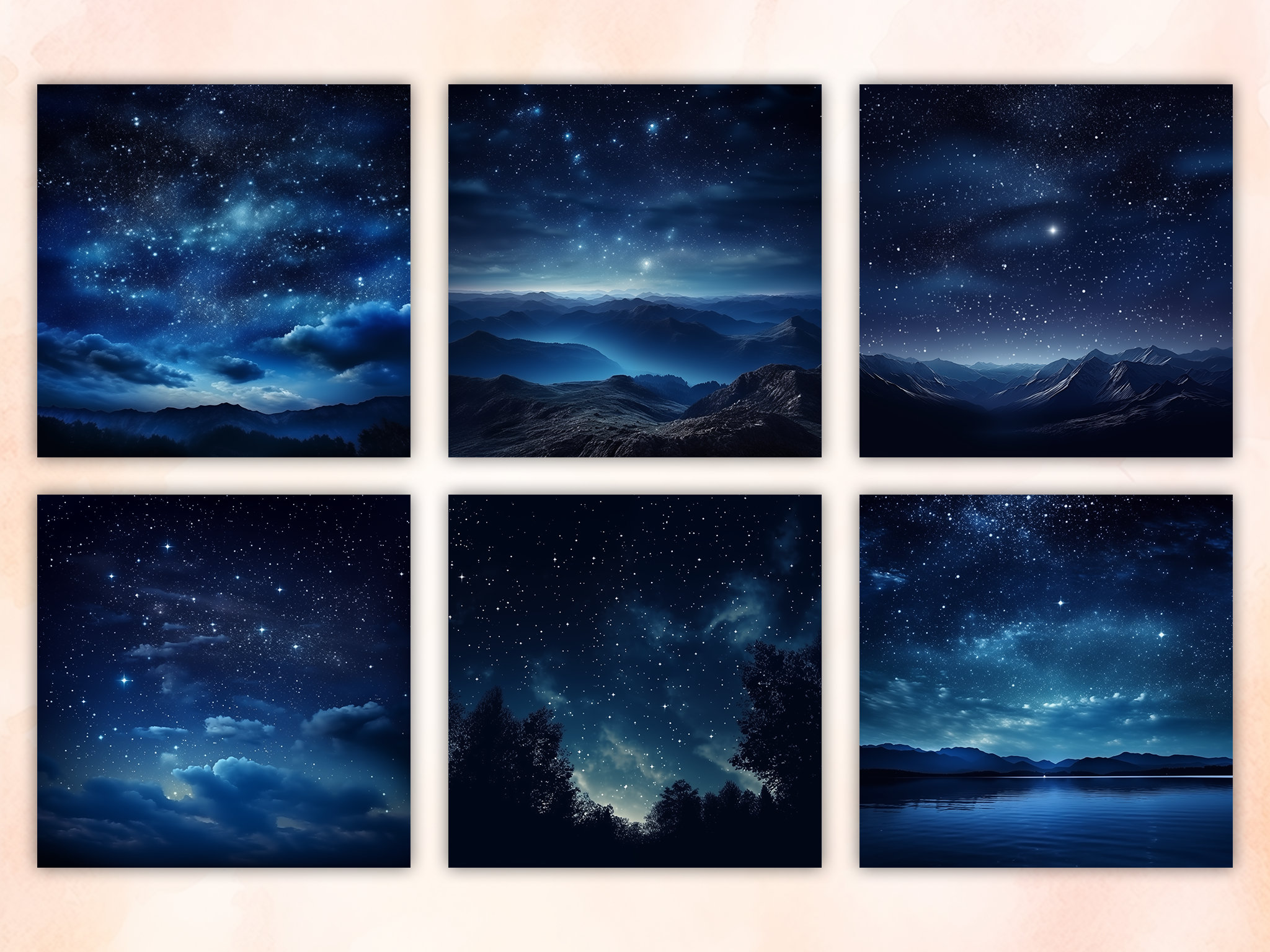 32 Starry Night Digital Papers, Night Sky Texture Background, Night ...