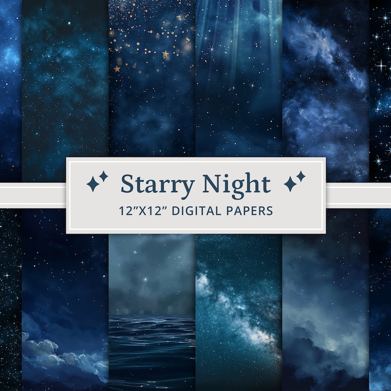 Scrapbook Paper Starry Night - Etsy