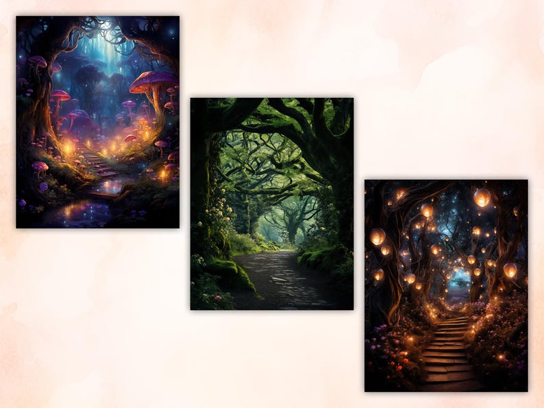 37 Fantasy Enchanted Forest Digital Papers, Magical Mystery Forest ...