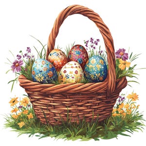 23 PNG Easter Baskets With Easter Eggs, Easter Baskets Clipart, Easter ...