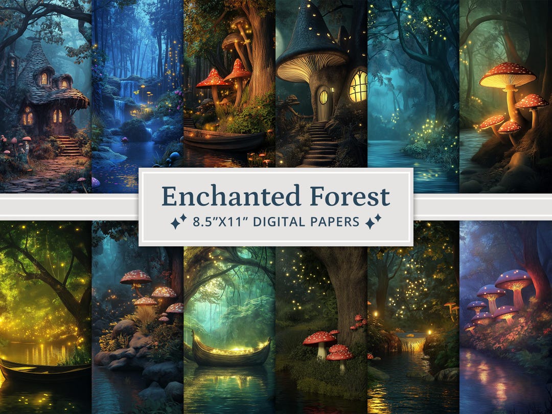Enchanted Forest Digital Paper: 26 Fantasy 8.5x11 Jpgs (digital ...