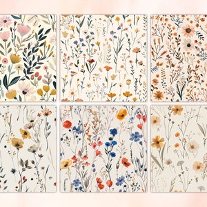 30 Boho Wildflowers Seamless Digital Papers, Wildflower Seamless ...