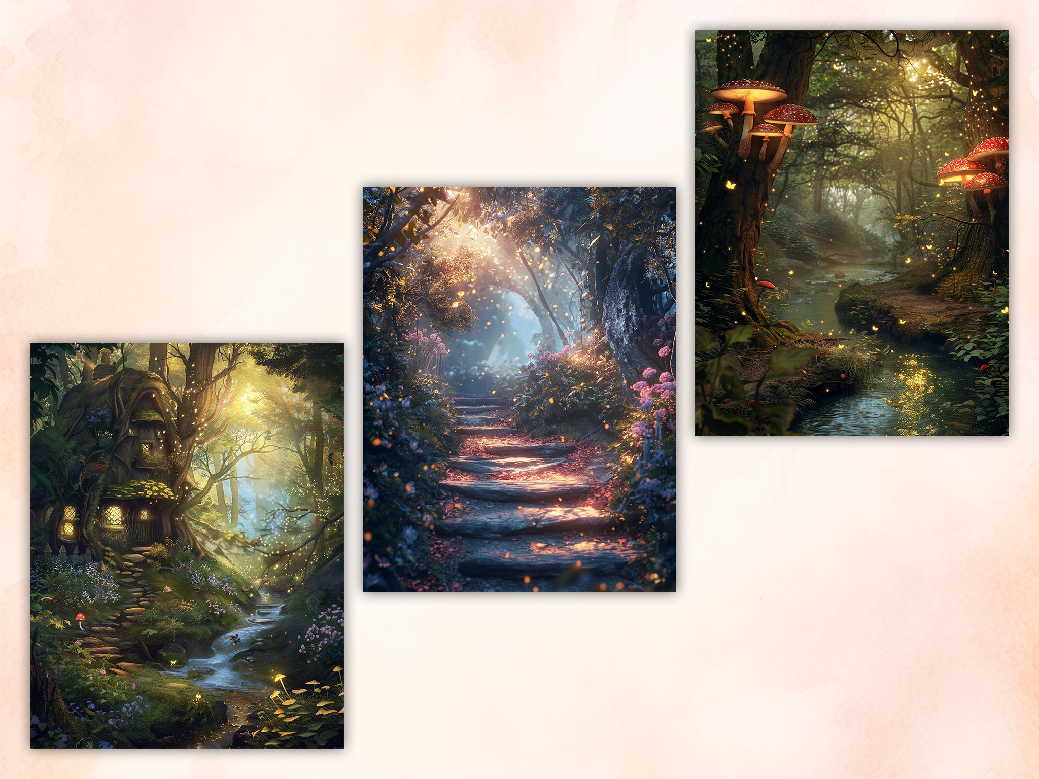 30 Fantasy Enchanted Forest Digital Papers, Magical Mystery Forest ...