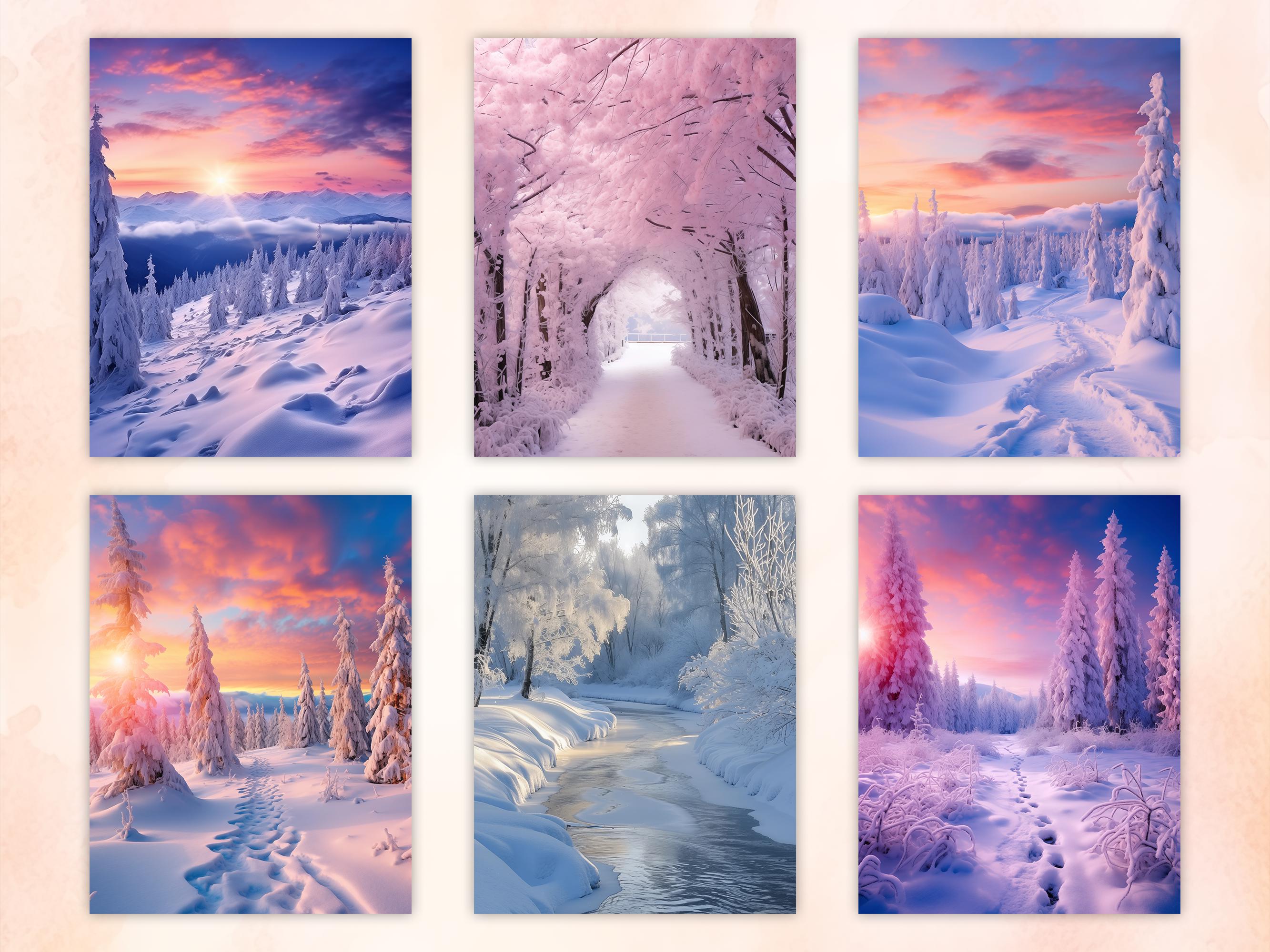 30 Winter Wonderland Digital Papers, Printable Winter Woodland ...