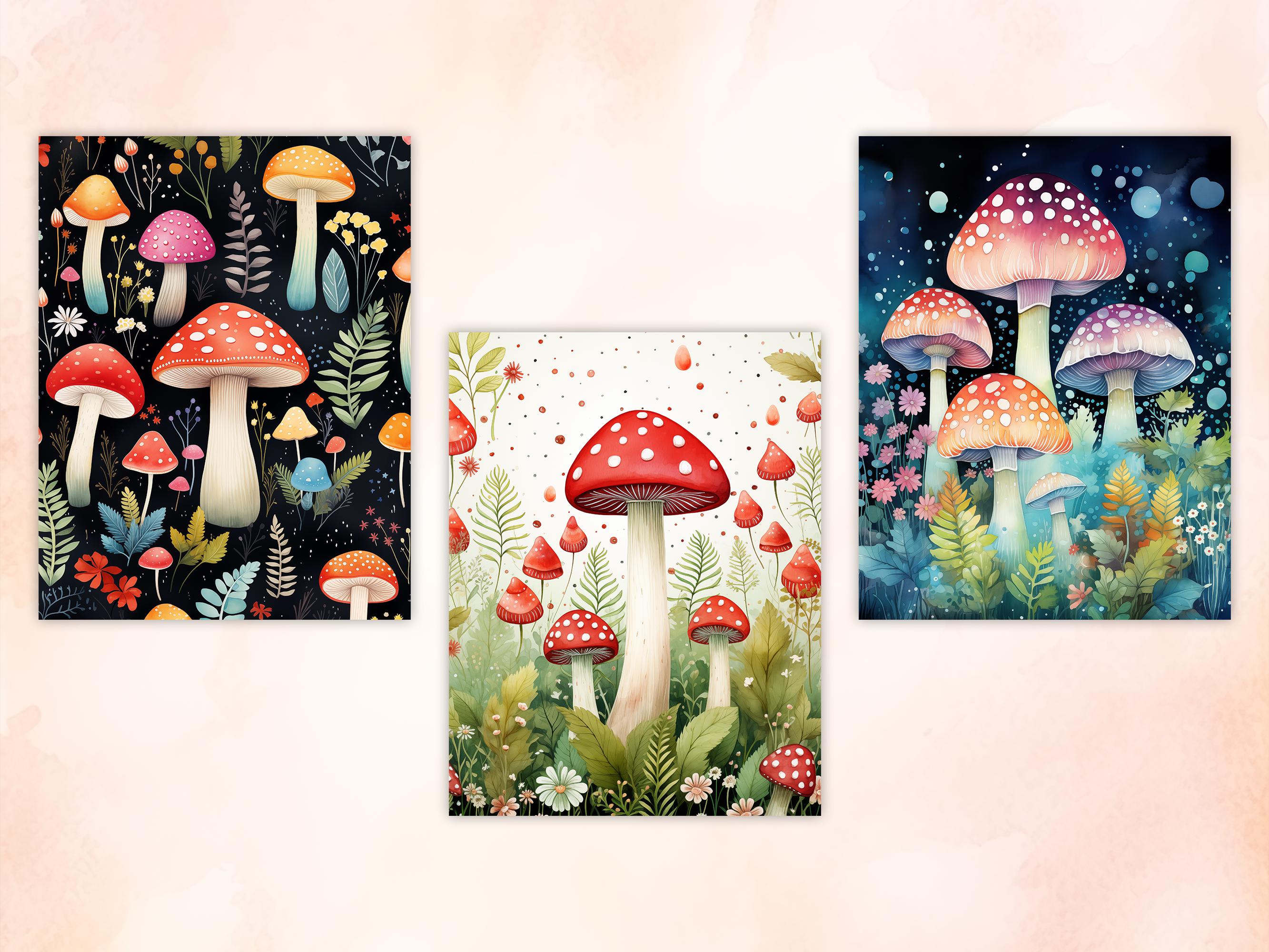 50 Mushroom Digital Papers, Mushroom Junk Journal Paper Pack ...