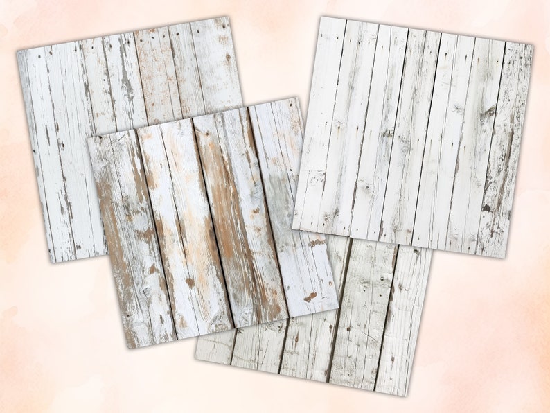 20 Shabby Wood Background Digital Papers, White Wooden Backgrounds ...