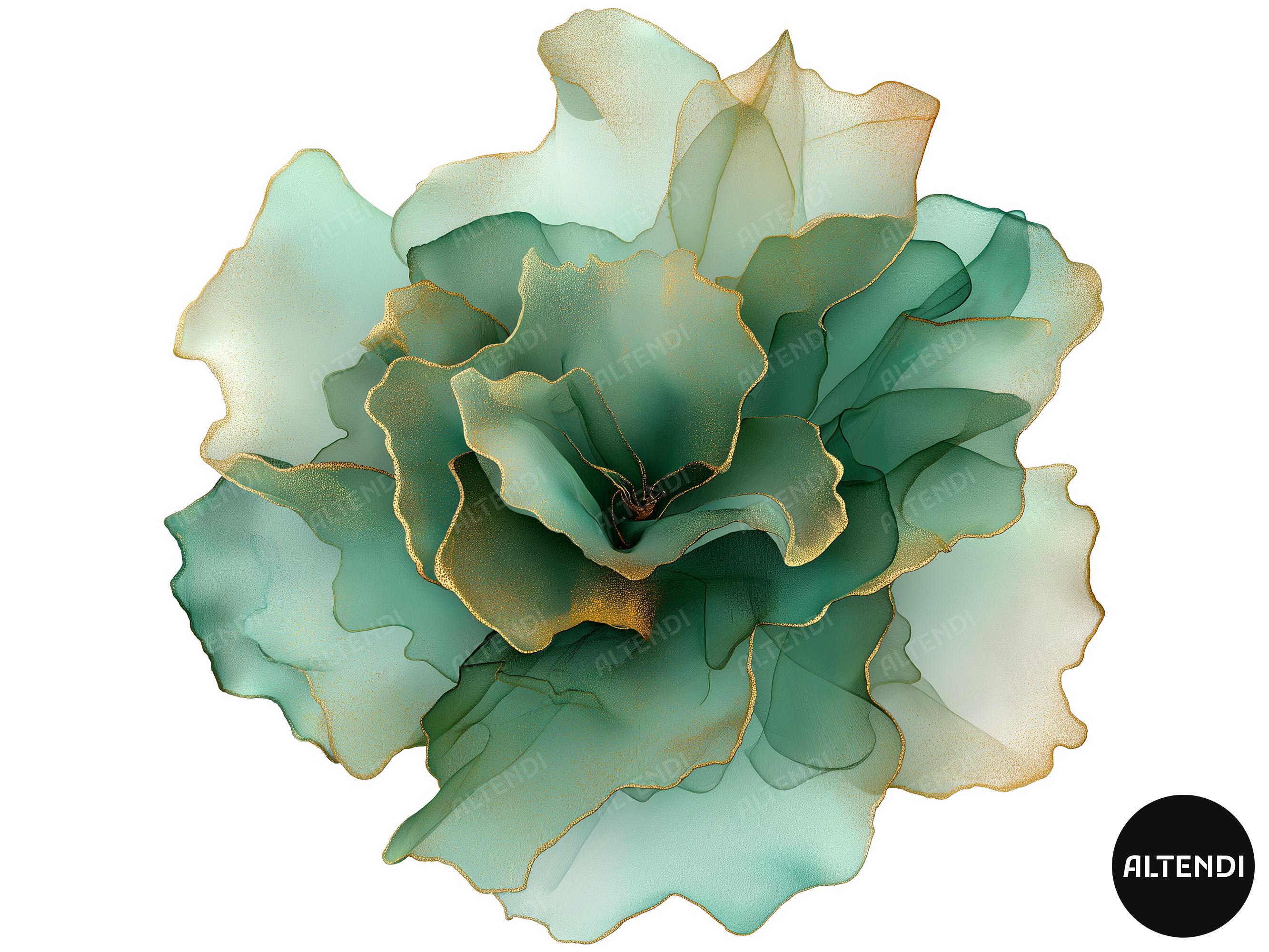 20 PNG Abstract Green Flower Clipart, Translucent, Alcohol Ink, Dry ...