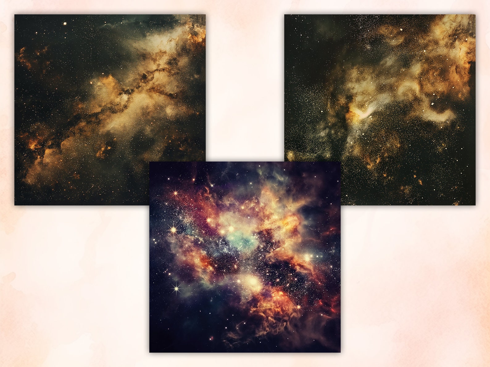 38 Vintage Galaxy Stars Digital Papers, Printable Scrapbook Paper ...