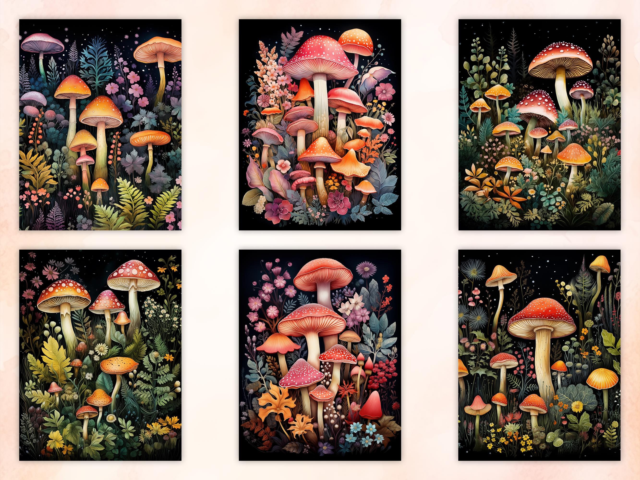 50 Mushroom Digital Papers, Mushroom Junk Journal Paper Pack ...