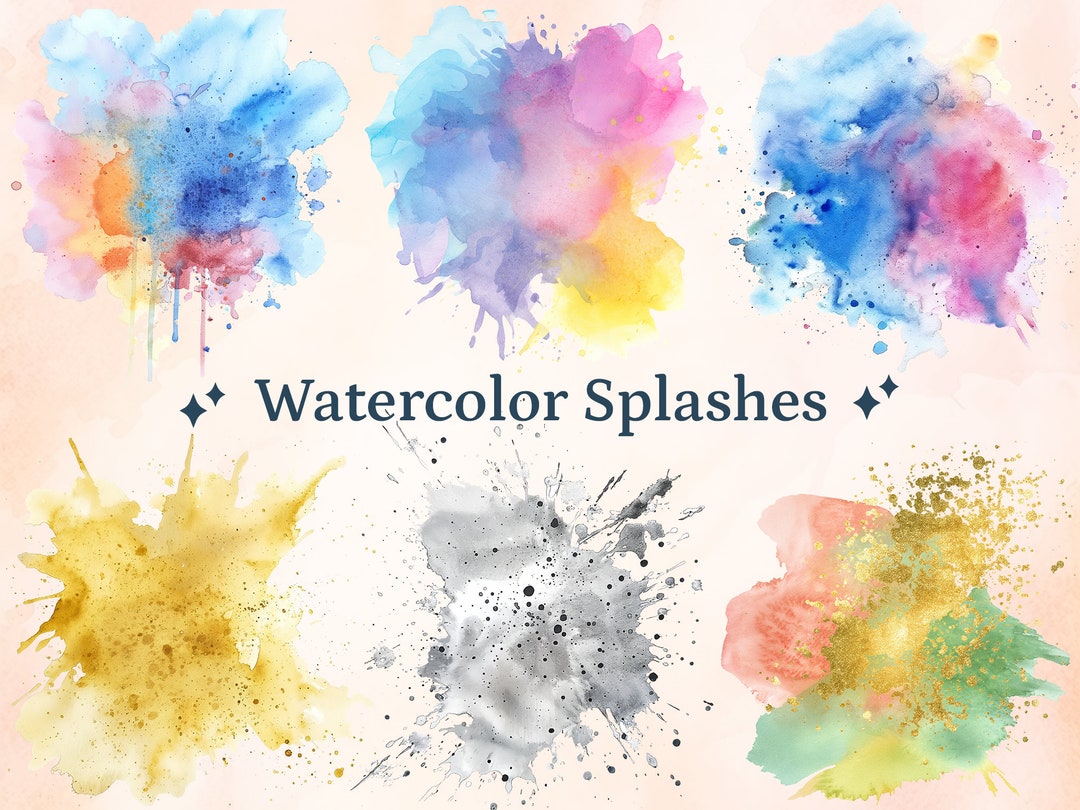 20 PNG Watercolor Splashes Clipart, Paint Splatter, Splash Background ...