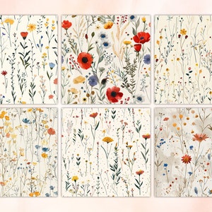 30 Boho Wildflowers Seamless Digital Papers, Wildflower Seamless ...