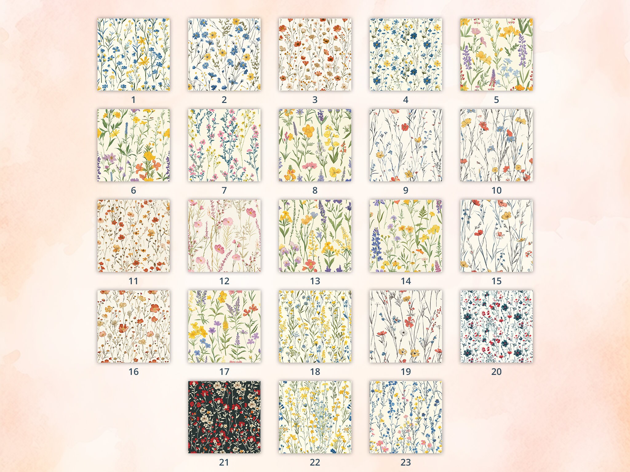 23 Vintage Wildflowers Seamless Digital Papers, Wildflower Seamless ...