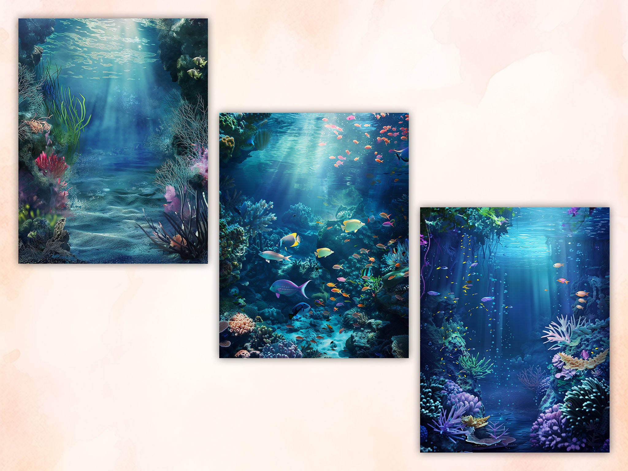 30 Enchanted Underwater Digital Papers, Printable Digital Paper, Under ...