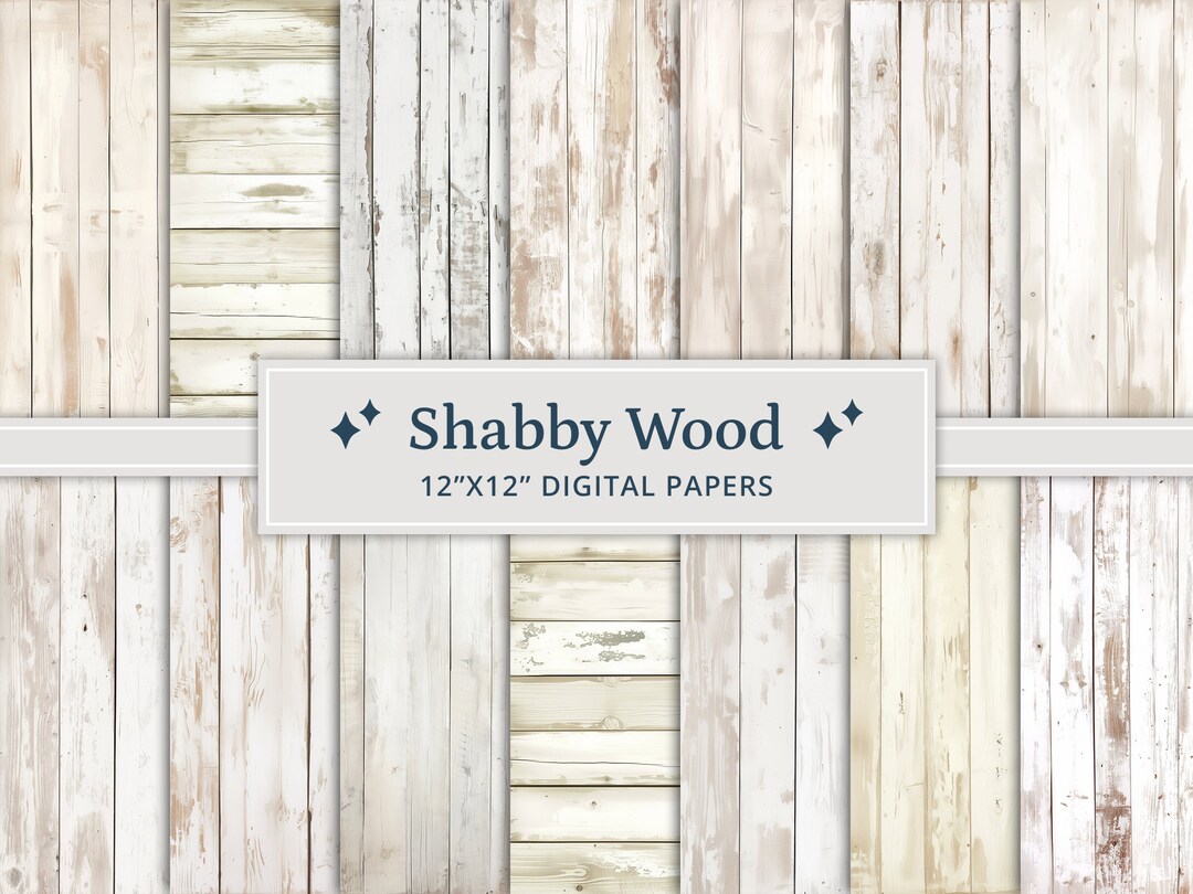 24 Shabby Wood Background Digital Papers, White Wooden Backgrounds ...