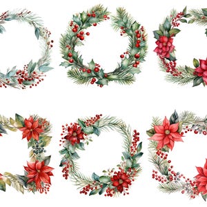 20 Watercolor Christmas Frame Clipart, Christmas Decoration, Christmas ...