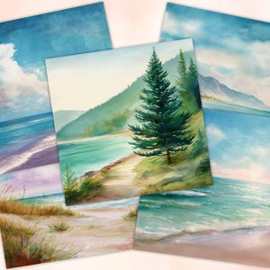 33 Watercolor Summer Beach Digital Papers, Summer Beaches, Beach ...