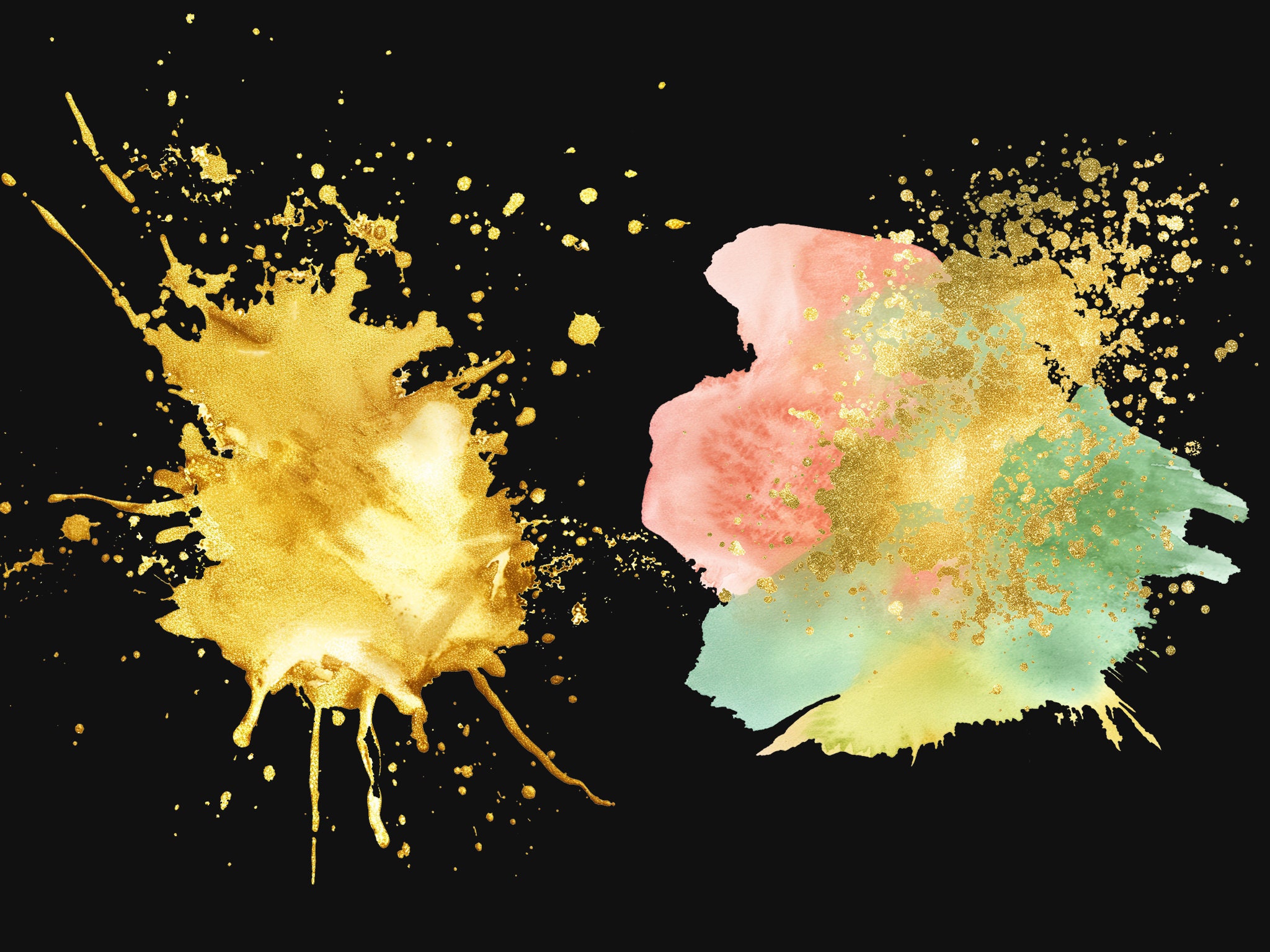 20 PNG Watercolor Splashes Clipart, Paint Splatter, Splash Background ...