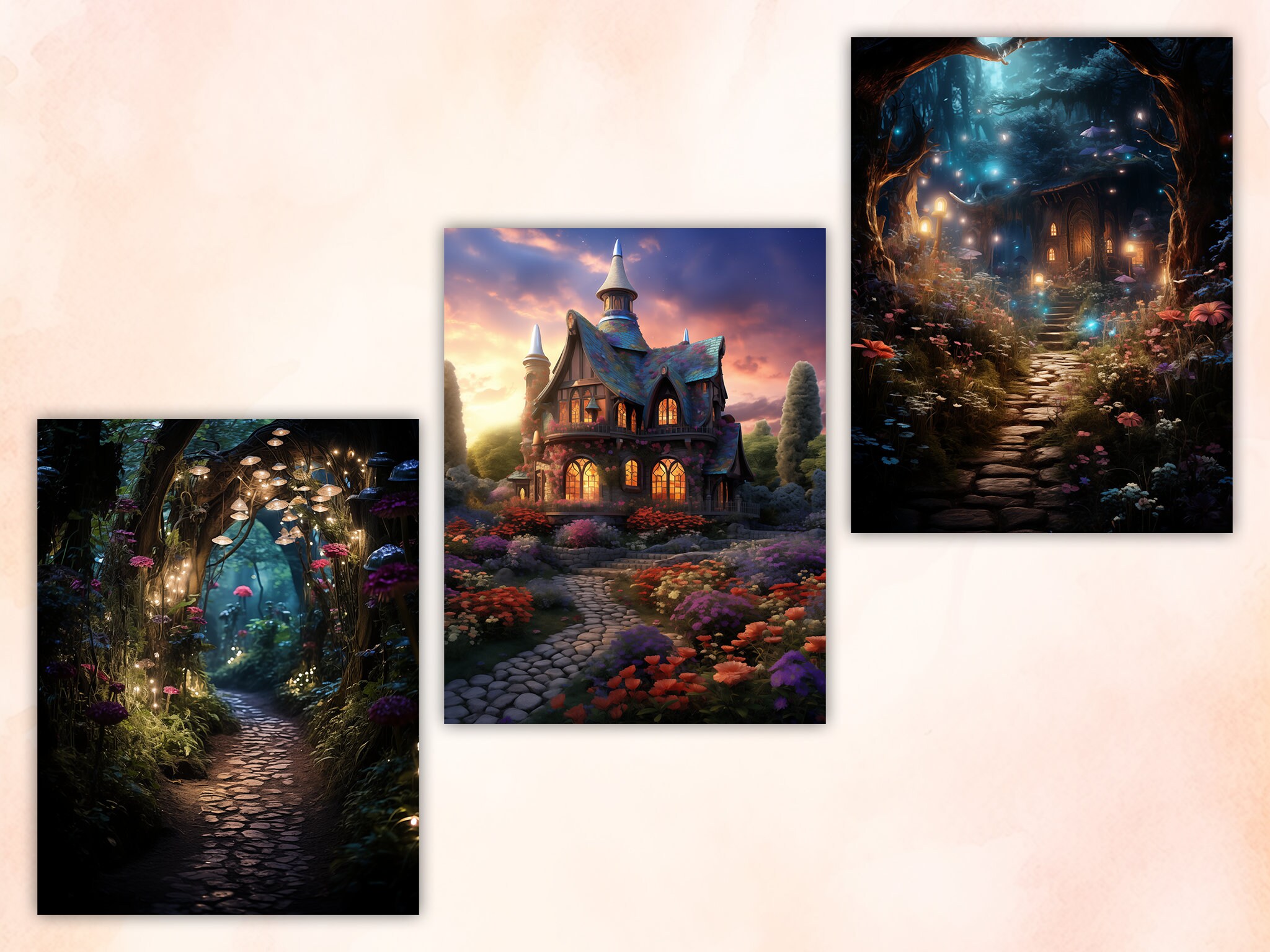 18 Fantasy Fairyland Digital Papers, Fairy Background, Enchanted Forest ...