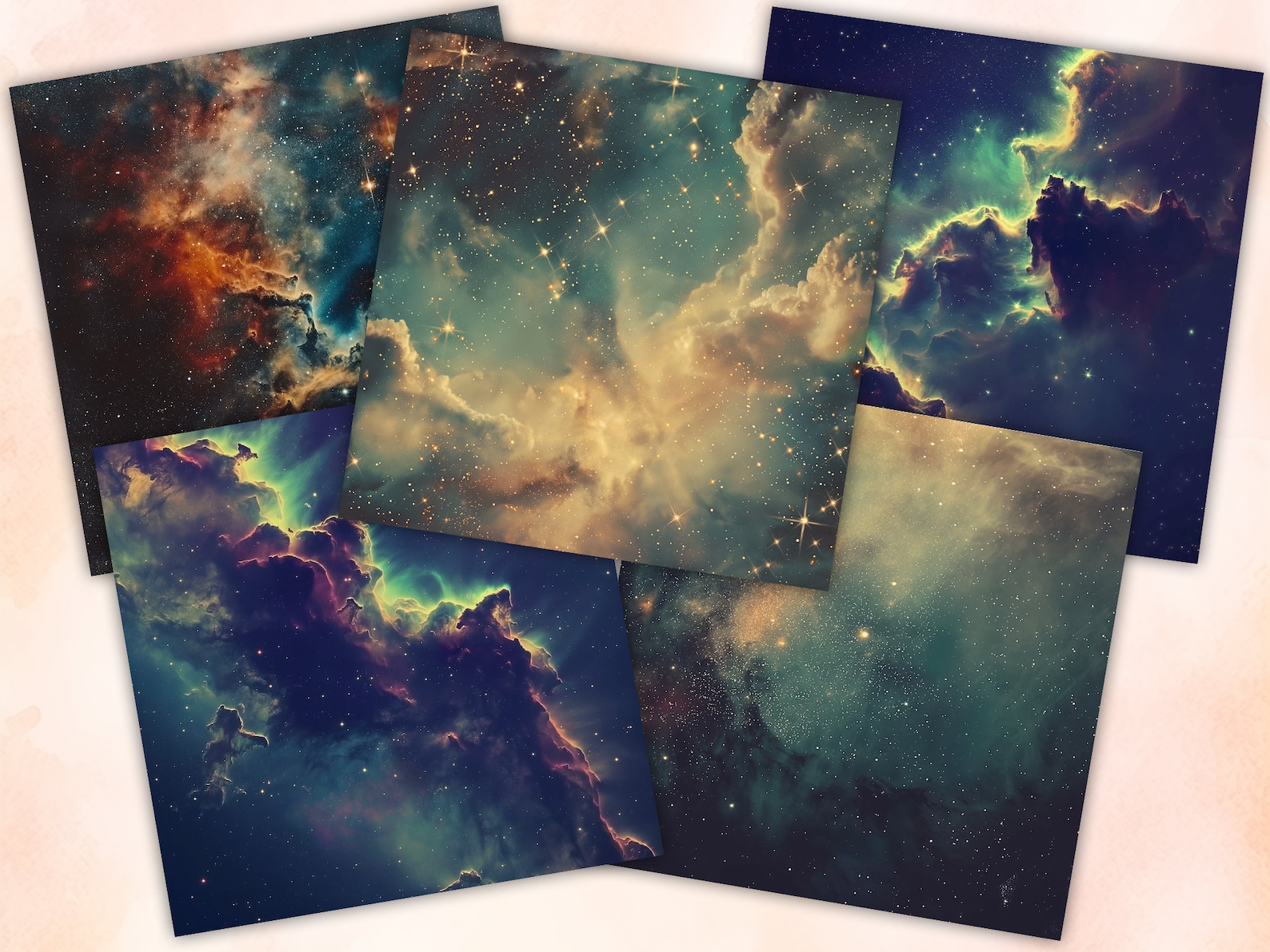 38 Vintage Galaxy Stars Digital Papers, Printable Scrapbook Paper ...