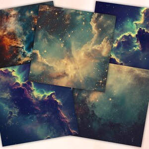 38 Vintage Galaxy Stars Digital Papers, Printable Scrapbook Paper ...