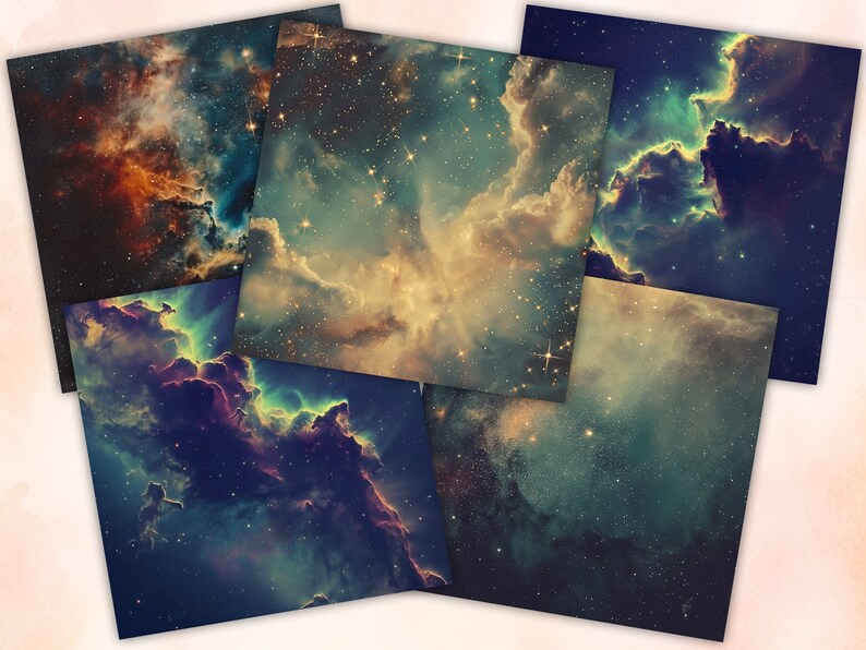 38 Vintage Galaxy Stars Digital Papers, Printable Scrapbook Paper ...