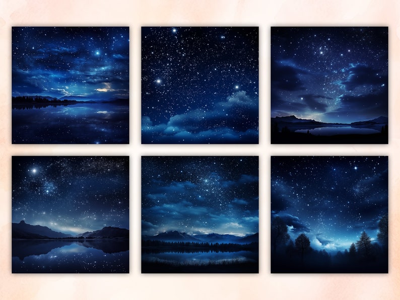 35 Starry Night Digital Papers, Night Sky Texture Background, Night ...