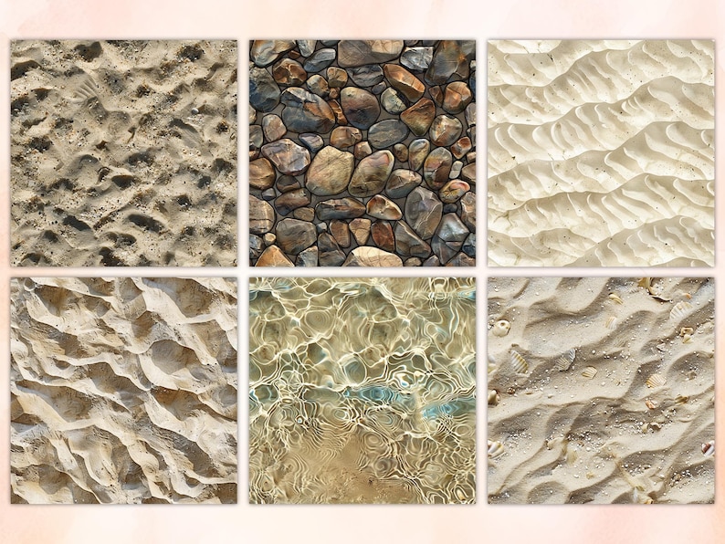 28 Beach Textures Seamless Digital Papers, Sand Texture, Pebbles ...