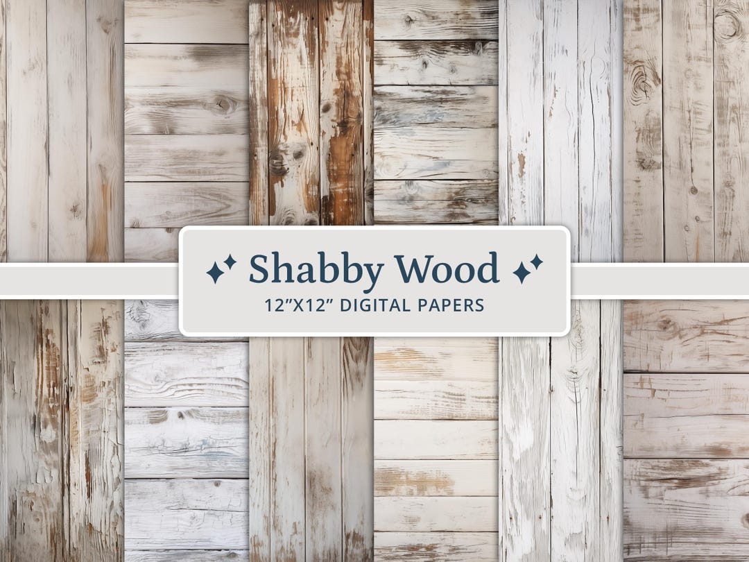 24 Shabby Wood Background Digital Papers, White Wooden Backgrounds ...