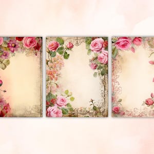 27 Shabby Chic Pink Roses Junk Journal Paper Pack, Vintage Shabby Chic ...