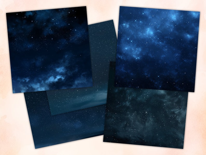 35 Starry Night Digital Papers, Night Sky Texture Background, Galaxy ...