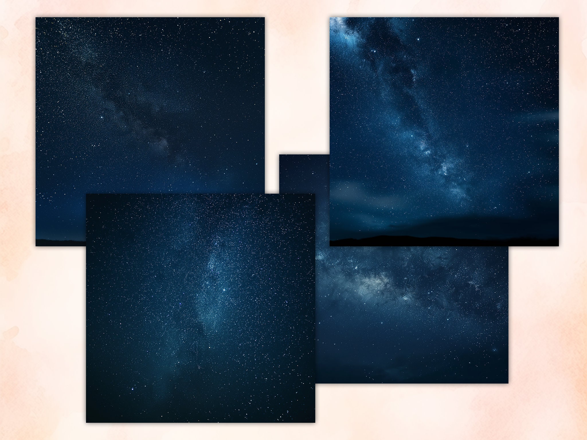 35 Starry Night Digital Papers, Night Sky Texture Background, Galaxy ...