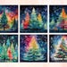36 Watercolor Whimsical Christmas Tree Digital Papers, Christmas Tree ...