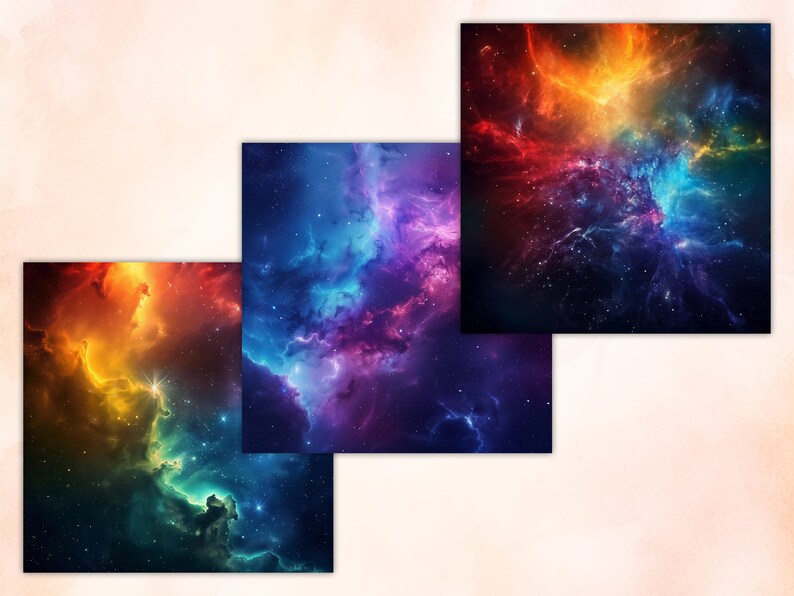 21 Galaxy Digital Papers, Nebula Stardust Space Backgrounds, Cosmic ...
