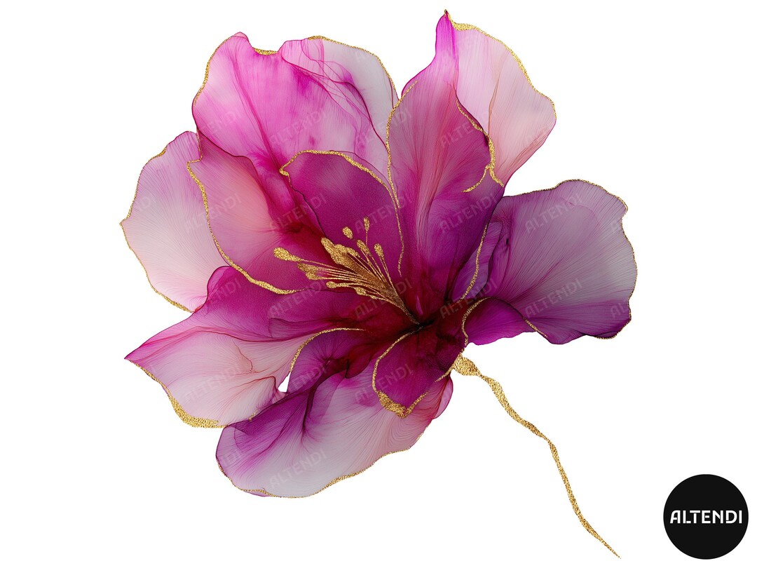 20 PNG Abstract Pink Flower Clipart, Translucent, Alcohol Ink, Dry ...