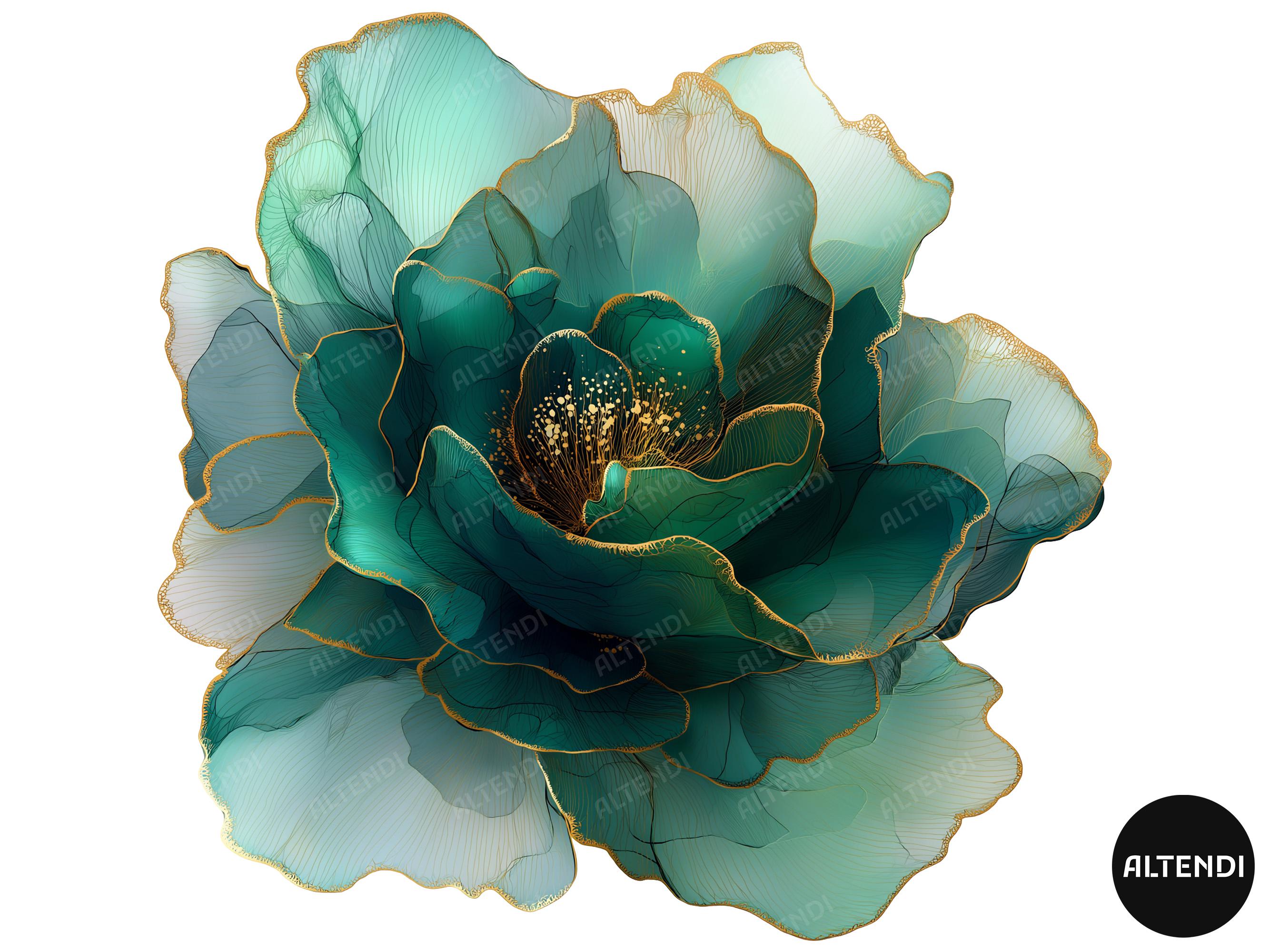 20 PNG Abstract Green Flower Clipart, Translucent, Alcohol Ink, Dry ...