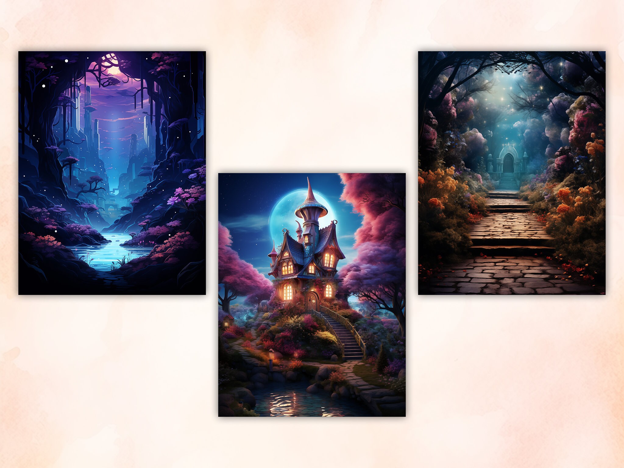 18 Fantasy Fairyland Digital Papers, Fairy Background, Enchanted Forest ...