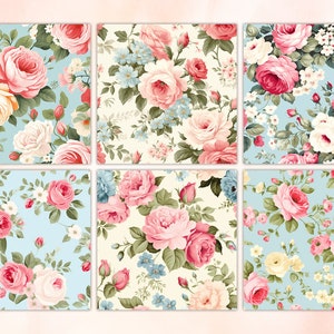 37 Shabby Chic Roses Seamless Digital Papers, Vintage Flowers Digital ...