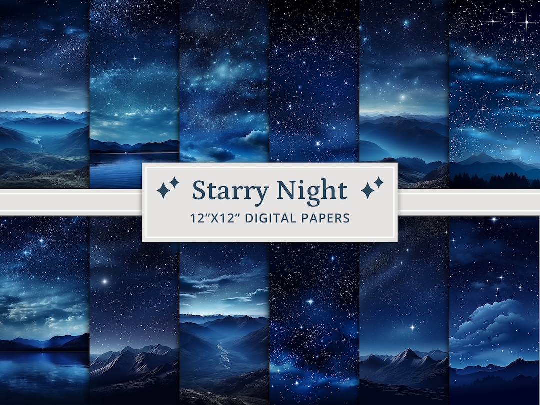32 Starry Night Digital Papers, Night Sky Texture Background, Night ...