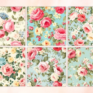 37 Shabby Chic Roses Seamless Digital Papers, Vintage Flowers Digital ...