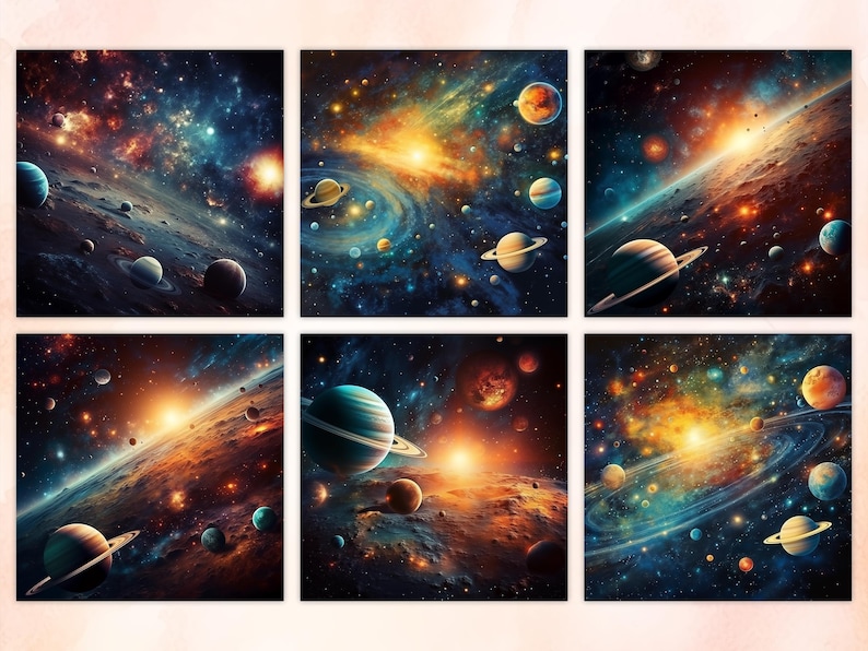 30 Solar System Digital Papers, Space Texture Background, Galaxy ...