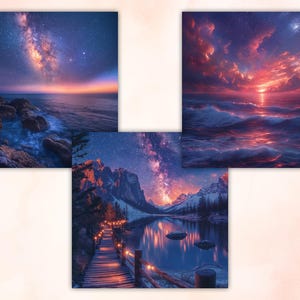 38 Magical Starry Night Digital Papers, Night Sky Texture Background ...