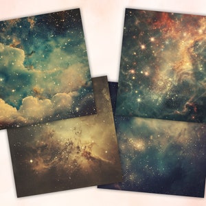 38 Vintage Galaxy Stars Digital Papers, Printable Scrapbook Paper ...