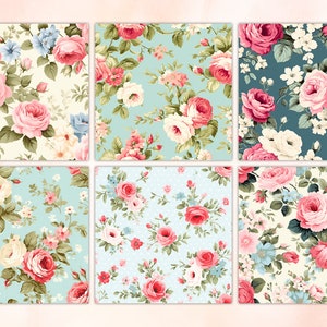 37 Shabby Chic Roses Seamless Digital Papers, Vintage Flowers Digital ...
