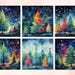 36 Watercolor Whimsical Christmas Tree Digital Papers, Christmas Tree ...