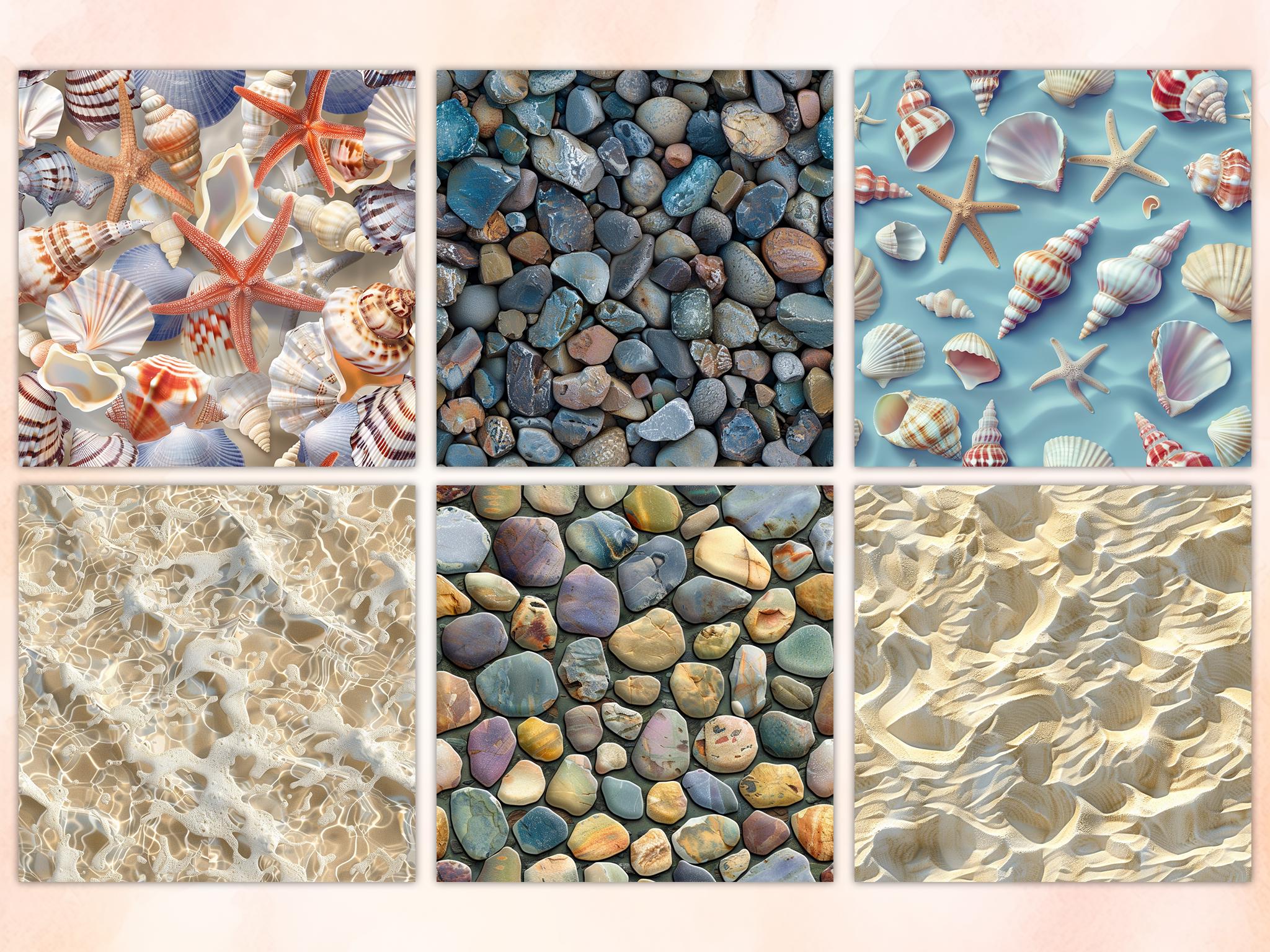 28 Beach Textures Seamless Digital Papers, Sand Texture, Pebbles ...