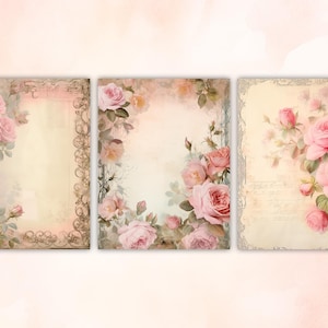 27 Shabby Chic Pink Roses Junk Journal Paper Pack, Vintage Shabby Chic ...