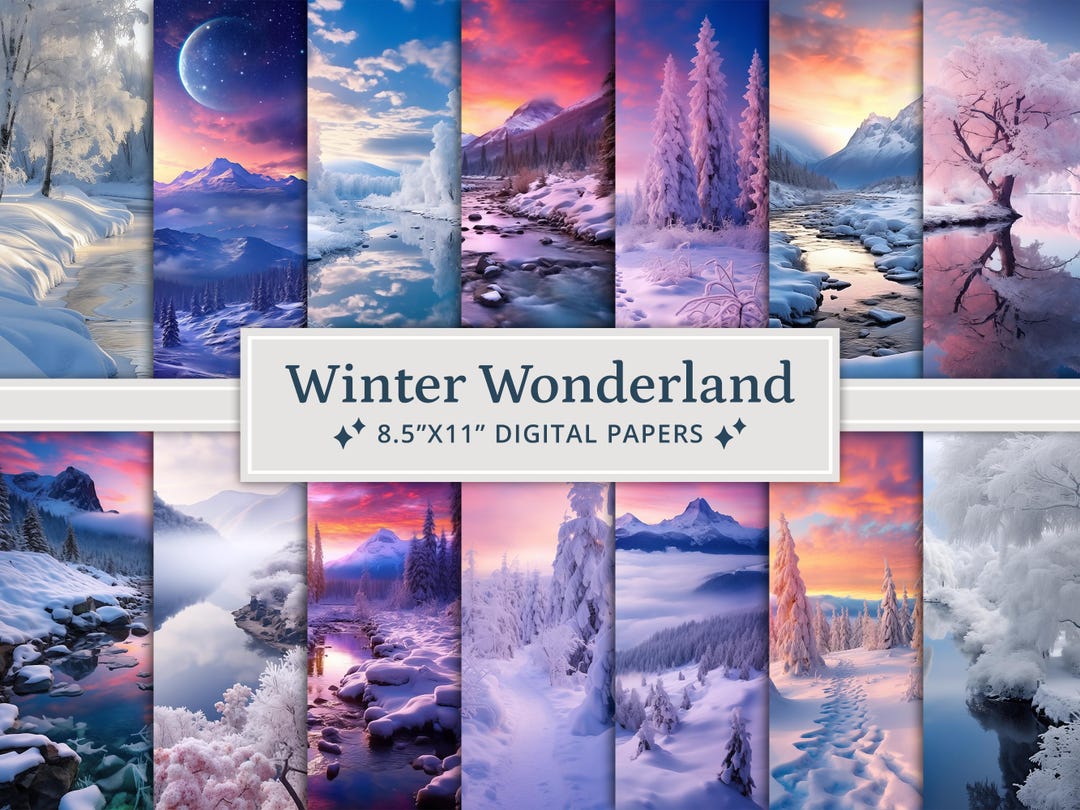 30 Winter Wonderland Digital Papers, Printable Winter Woodland ...