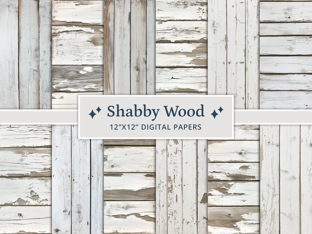 22 Shabby Wood Background Digital Papers, White Wooden Backgrounds ...