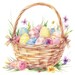 16 Watercolor Easter Baskets Clipart, Easter Eggs Clipart, Hand-painted ...