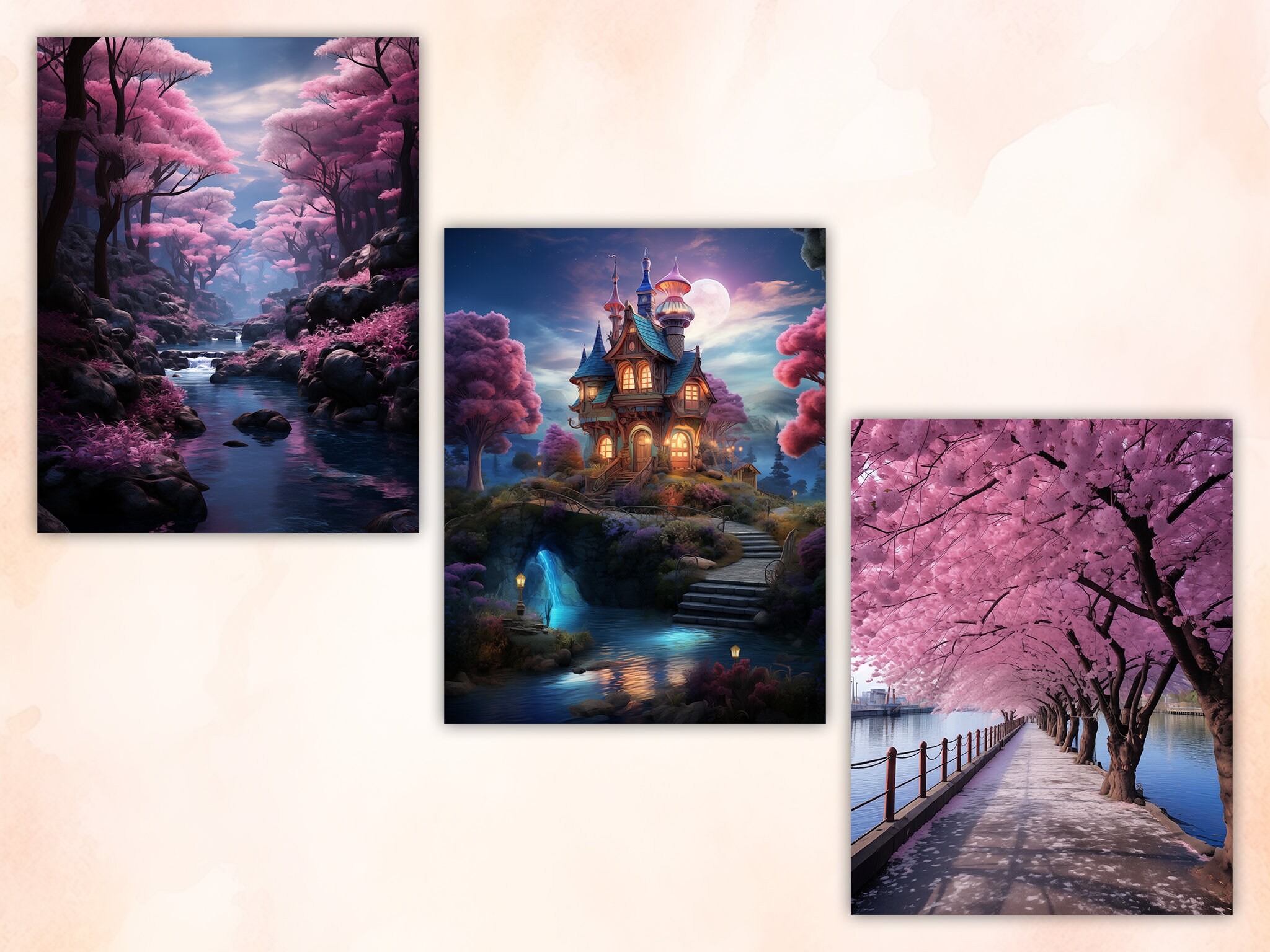 18 Fantasy Fairyland Digital Papers, Fairy Background, Enchanted Forest ...